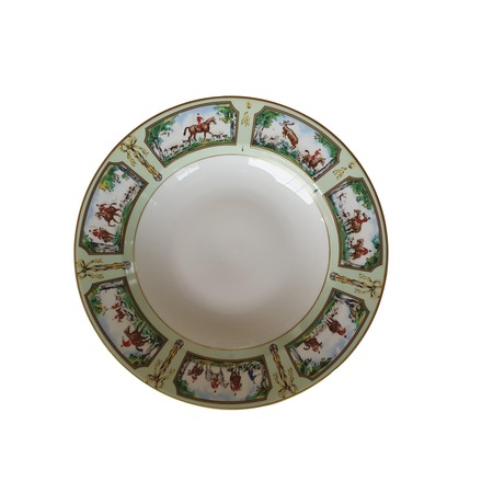 Platou rotund, adanc, scene de vanatoare, Rambouillet, portelan de ...