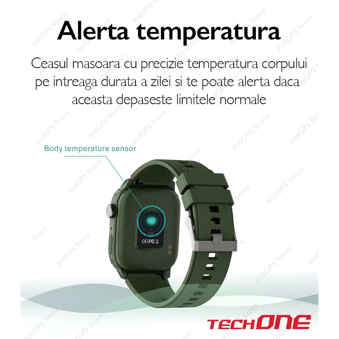 Ceas smartwatch barbati TechONE Q25 GT Runner, 1.7 inch TFT, apel bluetooth, temperatura, multi ...