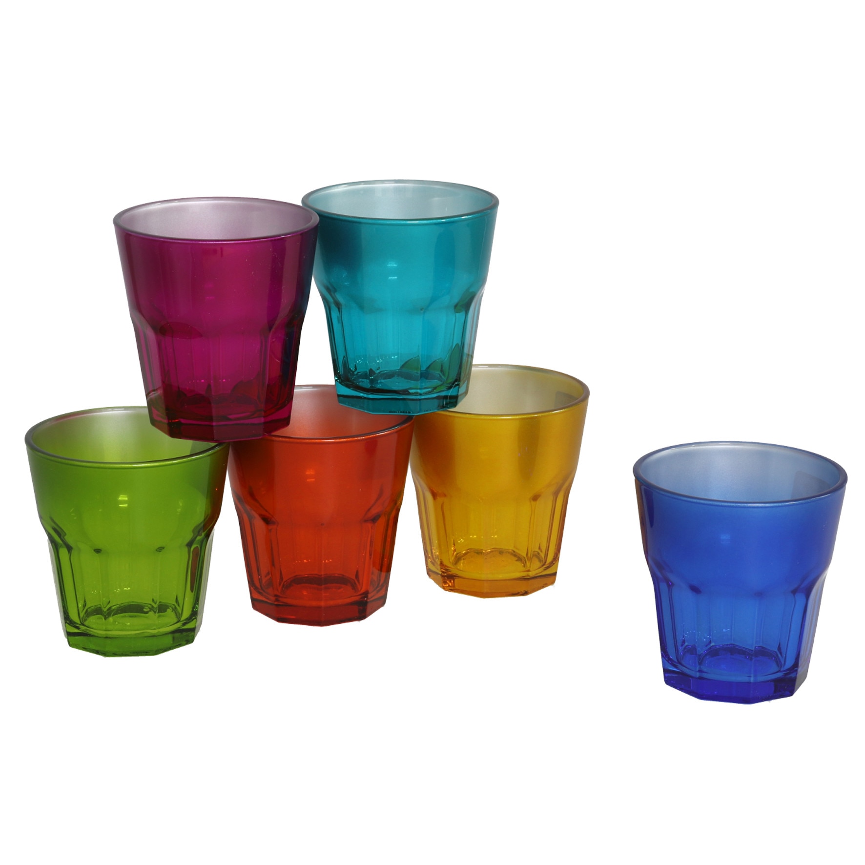 Set 6 pahare pentru apa, din sticla, multicolor, 270ml - eMAG.ro