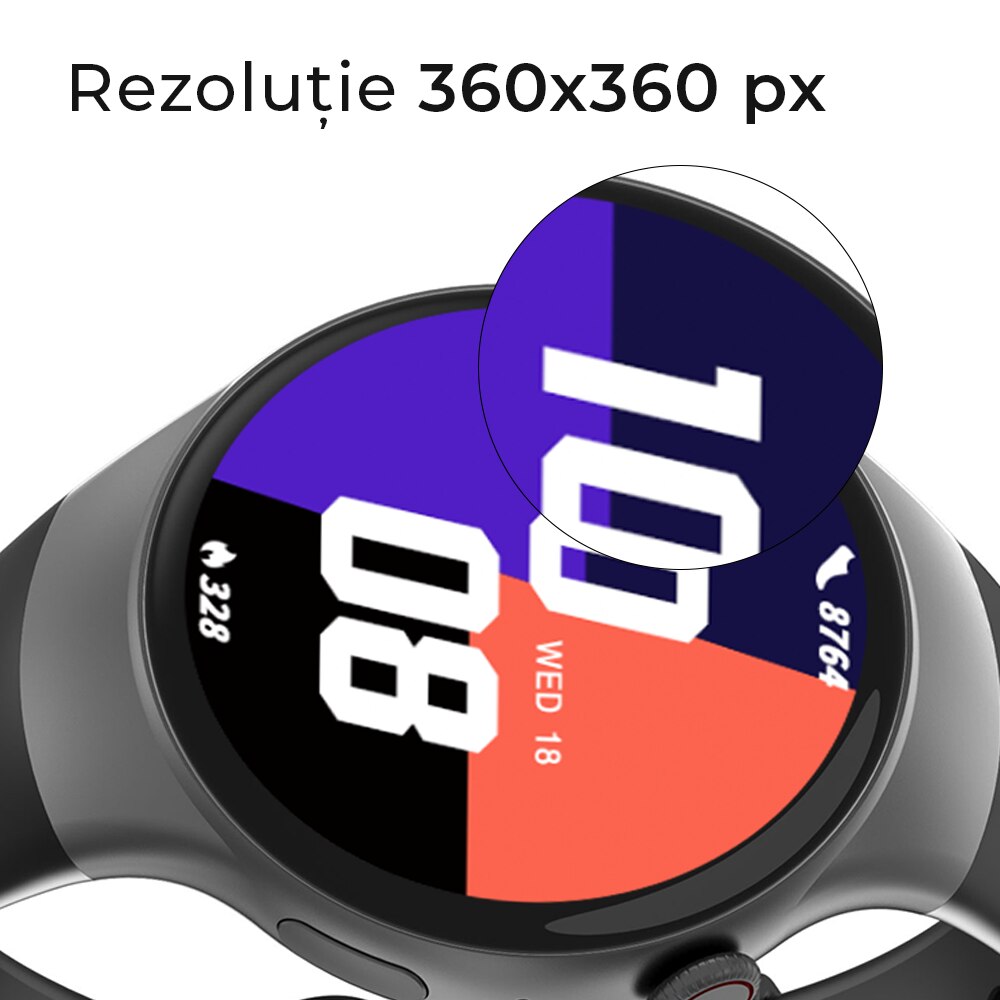 Smartwatch LUMAUDiO Courage, pentru dama si barbat, Negru - eMAG.ro