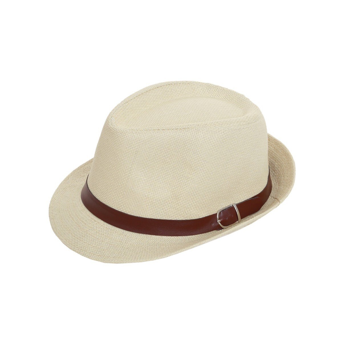 Palarie fedora barbat paie banda piele maro PAMI, PB-1221-213 58 cm Bej ...