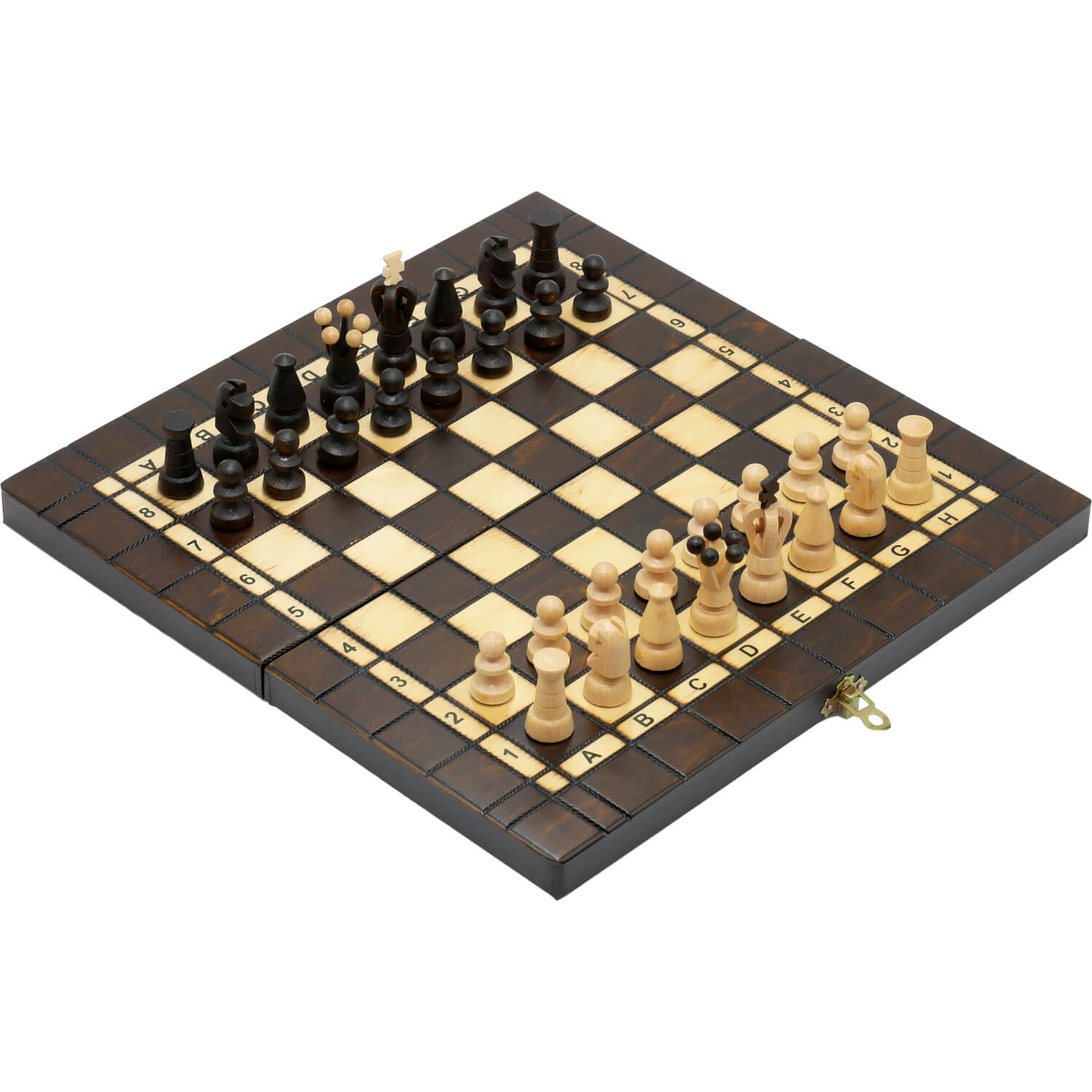 Set sah si dame, Sunrise, lemn, maro/crem, 35x35 cm - eMAG.ro