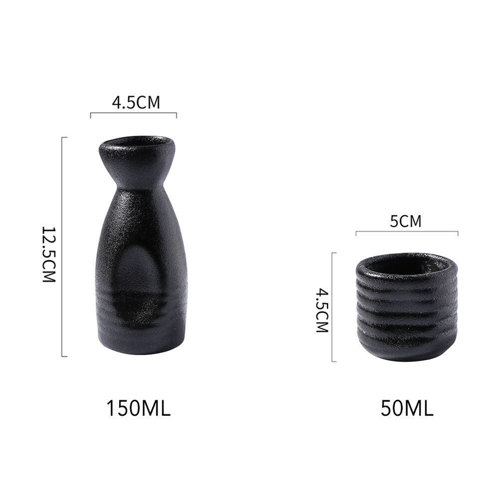 Set servire sake 1 sticla 150ml + 4 pahare 50ml, design traditional ...