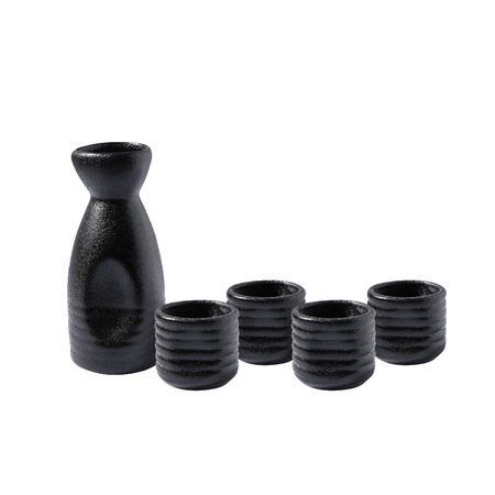 Set servire sake 1 sticla 150ml + 4 pahare 50ml, design traditional ...