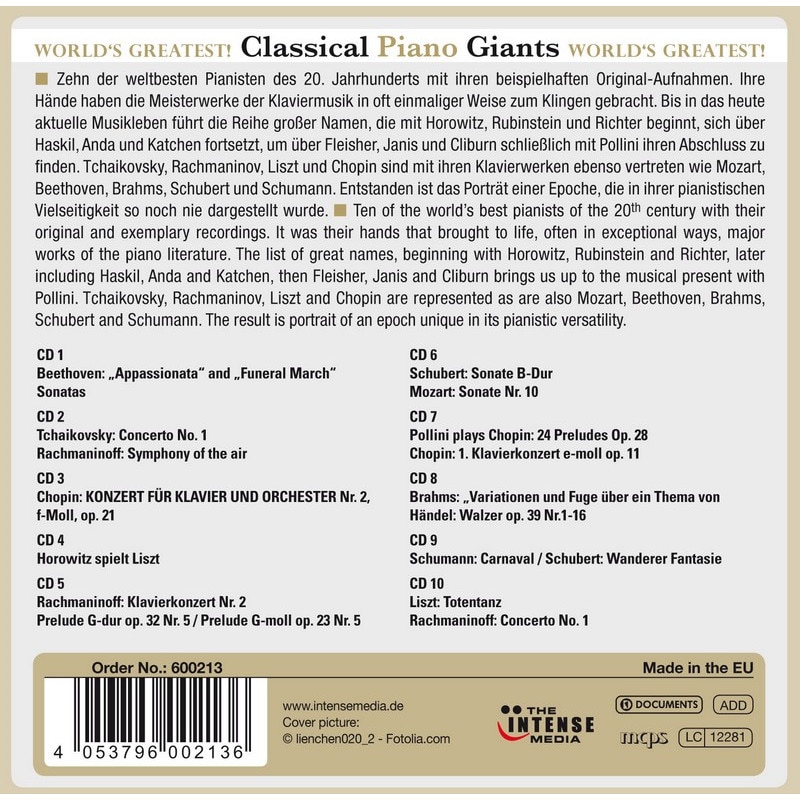 Classical Piano Giants 10CD - eMAG.ro