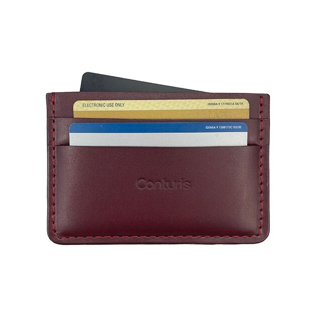 Portofel port card clasic Piele Naturala Visiniu Conturis - eMAG.ro