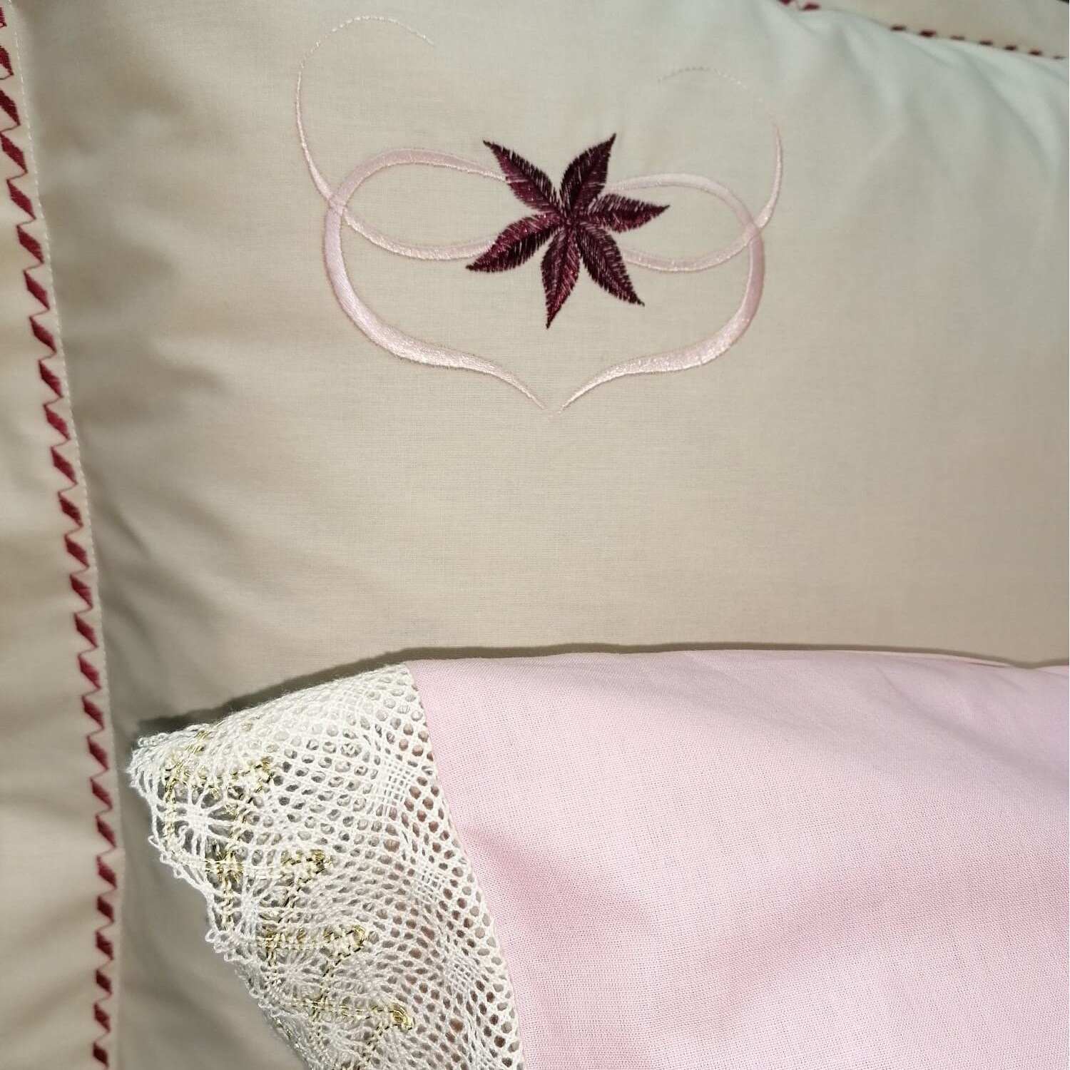 Set 2 huse perna, Casa Bucuriei, model Dulcis, crem, bumbac natural 100 ...