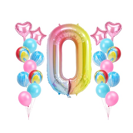 Set aniversar Kateluo, cifra 0, latex/folie, multicolor, 29 piese - eMAG.ro