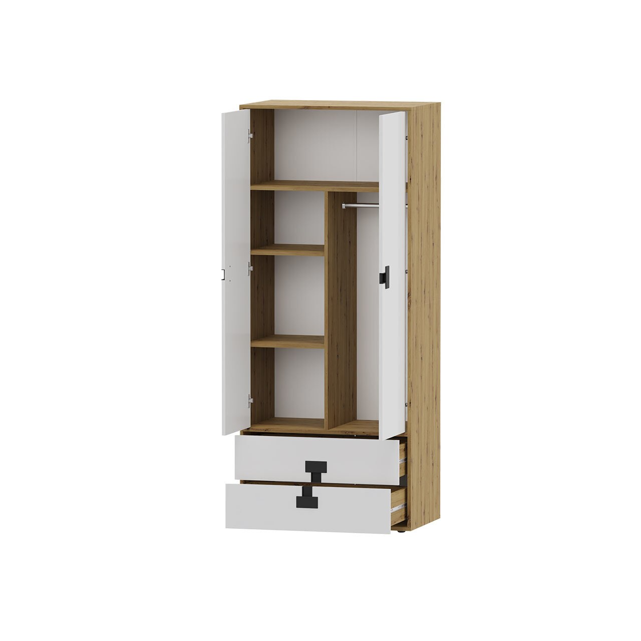 Dulap Tikrote TE01, Mirjan24, 80x191x50 cm, stejar artisan / alb lucios ...