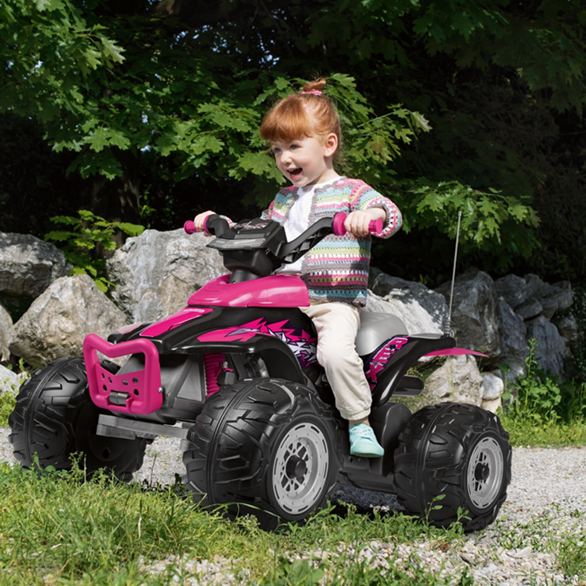 ATV, Peg Perego, Corral T-Rex, 330W, 12V, 3 ani +, Roz / Negru - eMAG.ro
