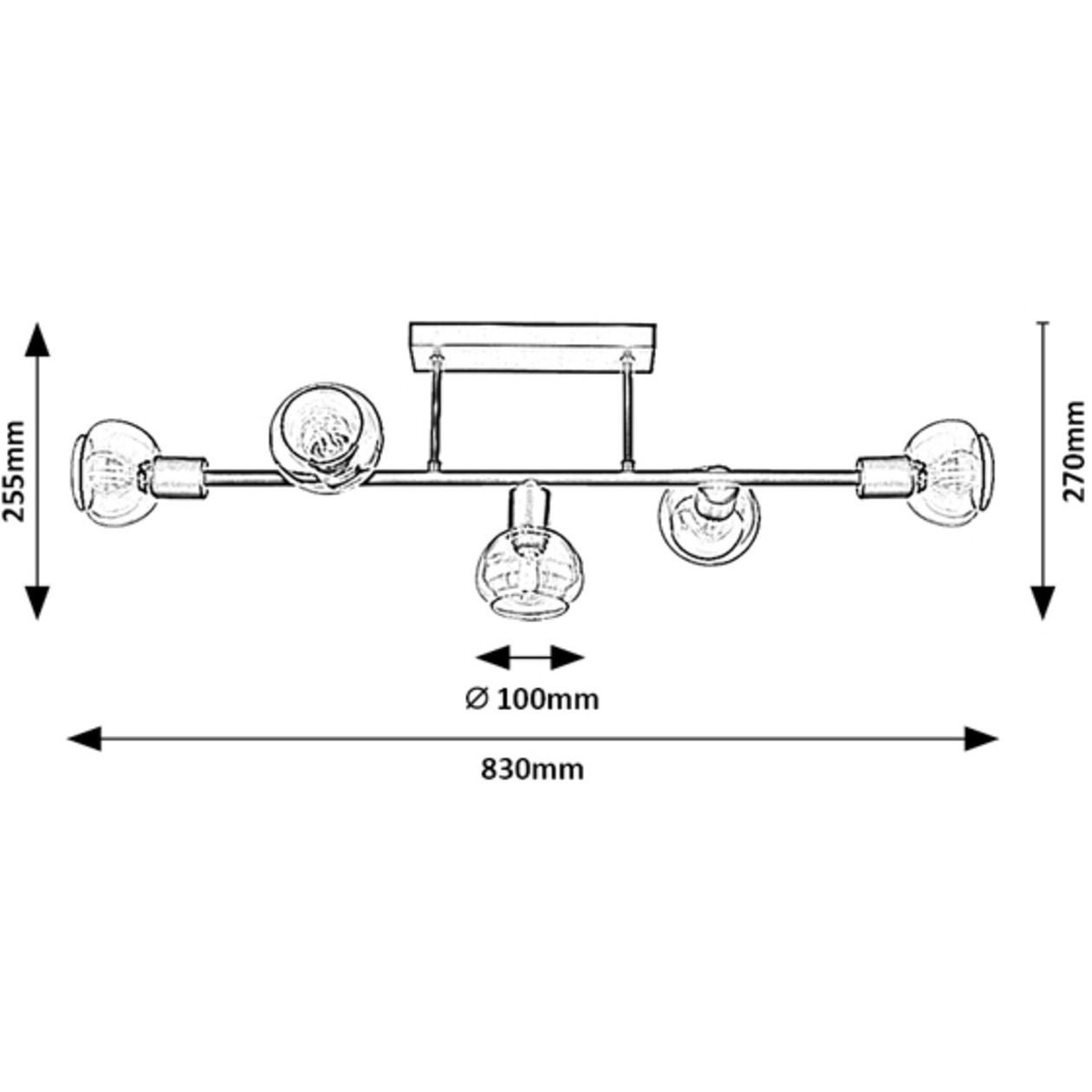 Lustra Rabalux Sullivan 3296, E14, 5x40W, IP20, geam fumuriu, metal ...