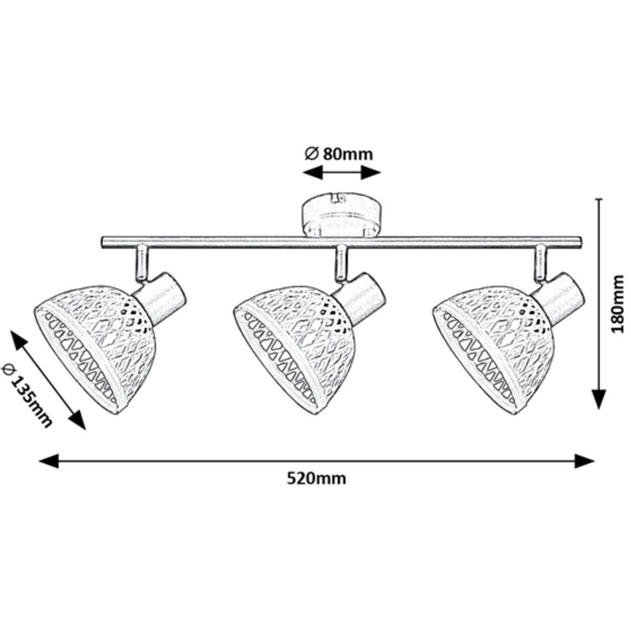 Lustra Rabalux Rattan 3135, 3xE14, 3xMax 40W, IP20, 52cm, ratan natural ...