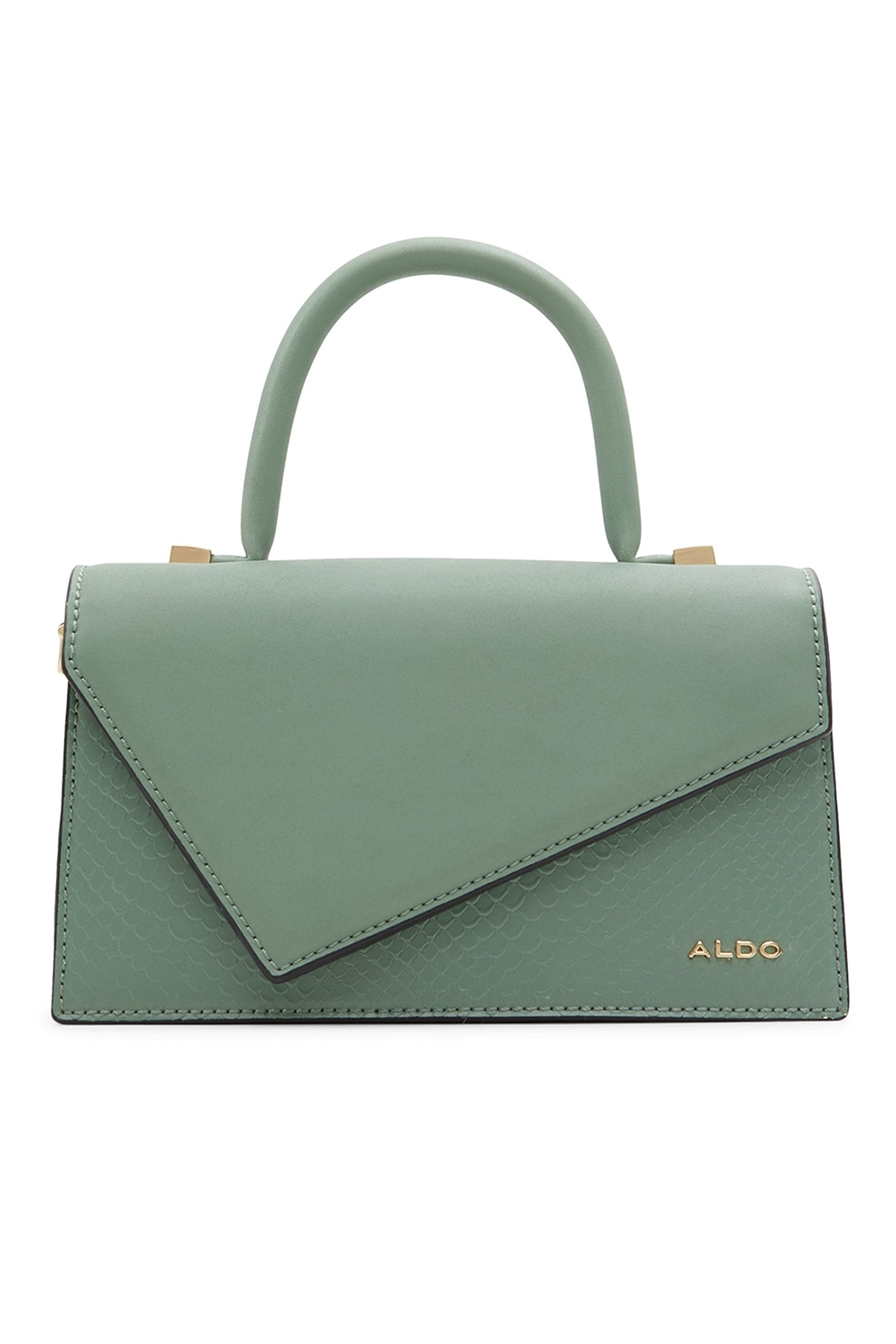 Aldo, Geanta crossbody cu clapa asimetrica Drienia, Verde marin - eMAG.ro