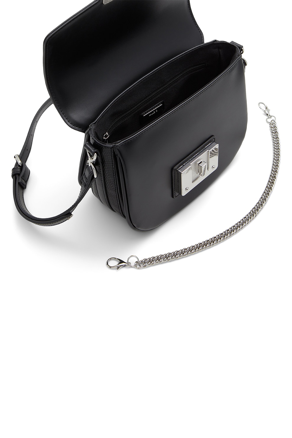 Aldo, Geanta crossbody de piele ecologica Querrama, Negru stins - eMAG.ro