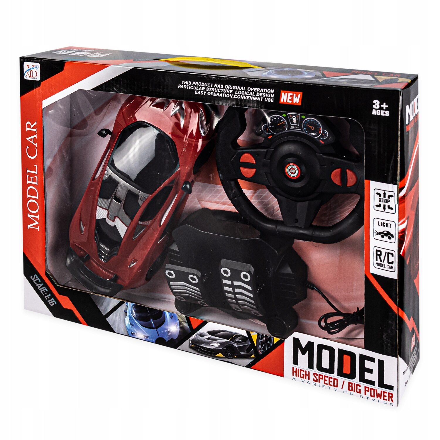 Masina cu telecomanda, Plastic, 3 ani+, Rosu - eMAG.ro