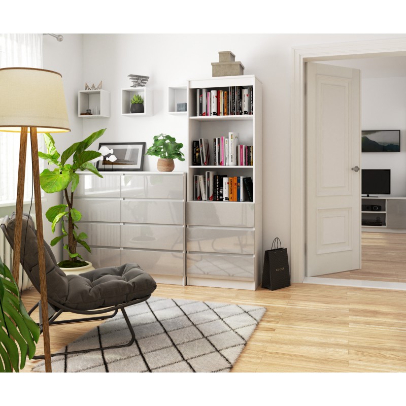 Raft biblioteca, Akord Furniture Factory, Pal, Alb/Gri - eMAG.ro