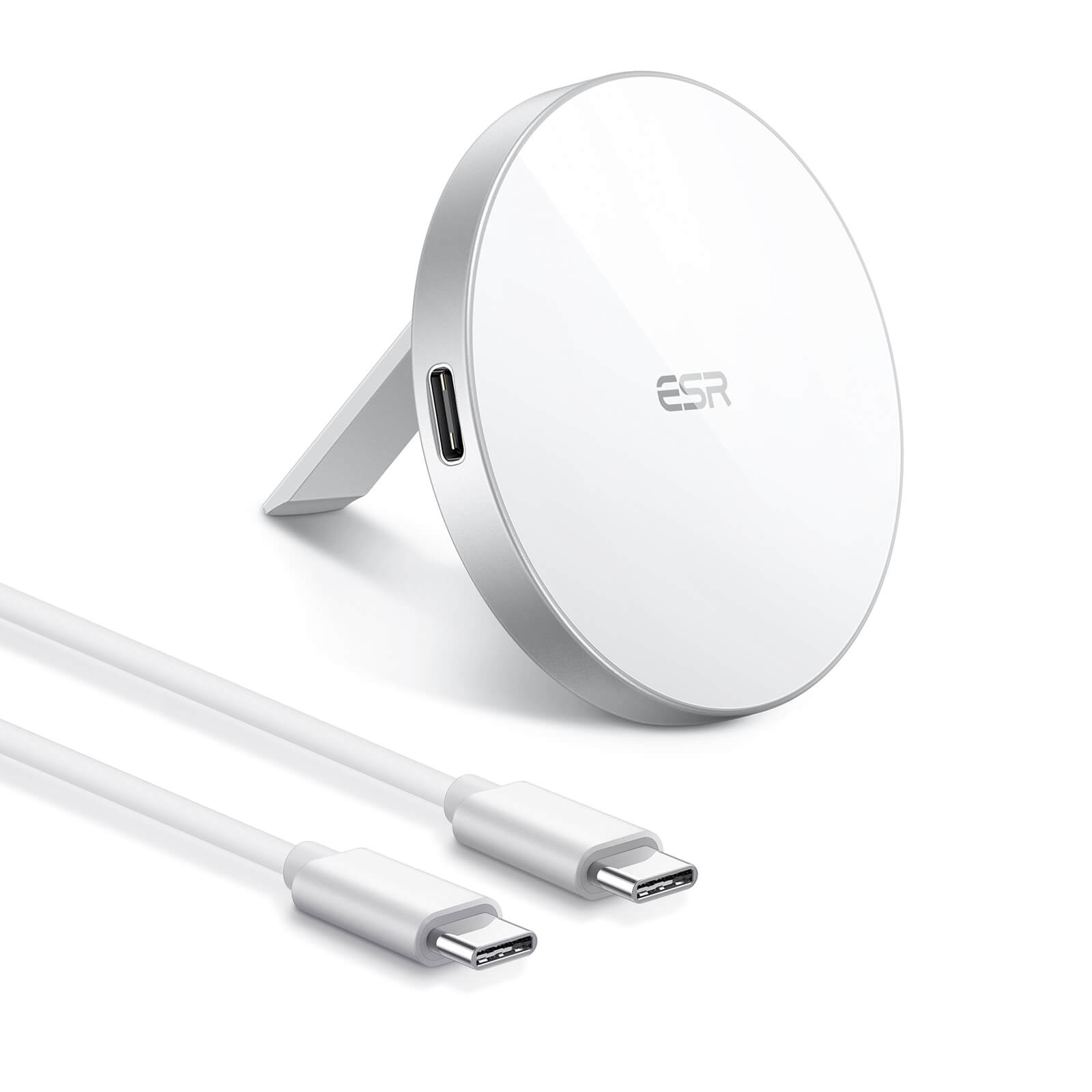 Incarcator magnetic cu suport pentru iPhone 12, ESR, Cablu USB-C, Alb ...