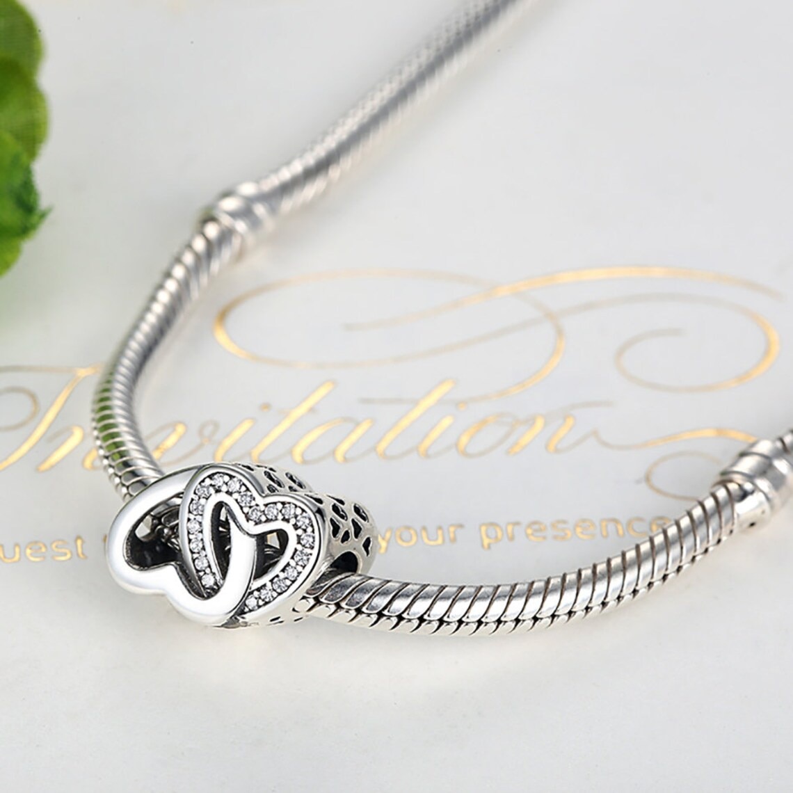 Talisman Argint 925, Charm compatibil Pandora – Inimi incrucisate - eMAG.ro