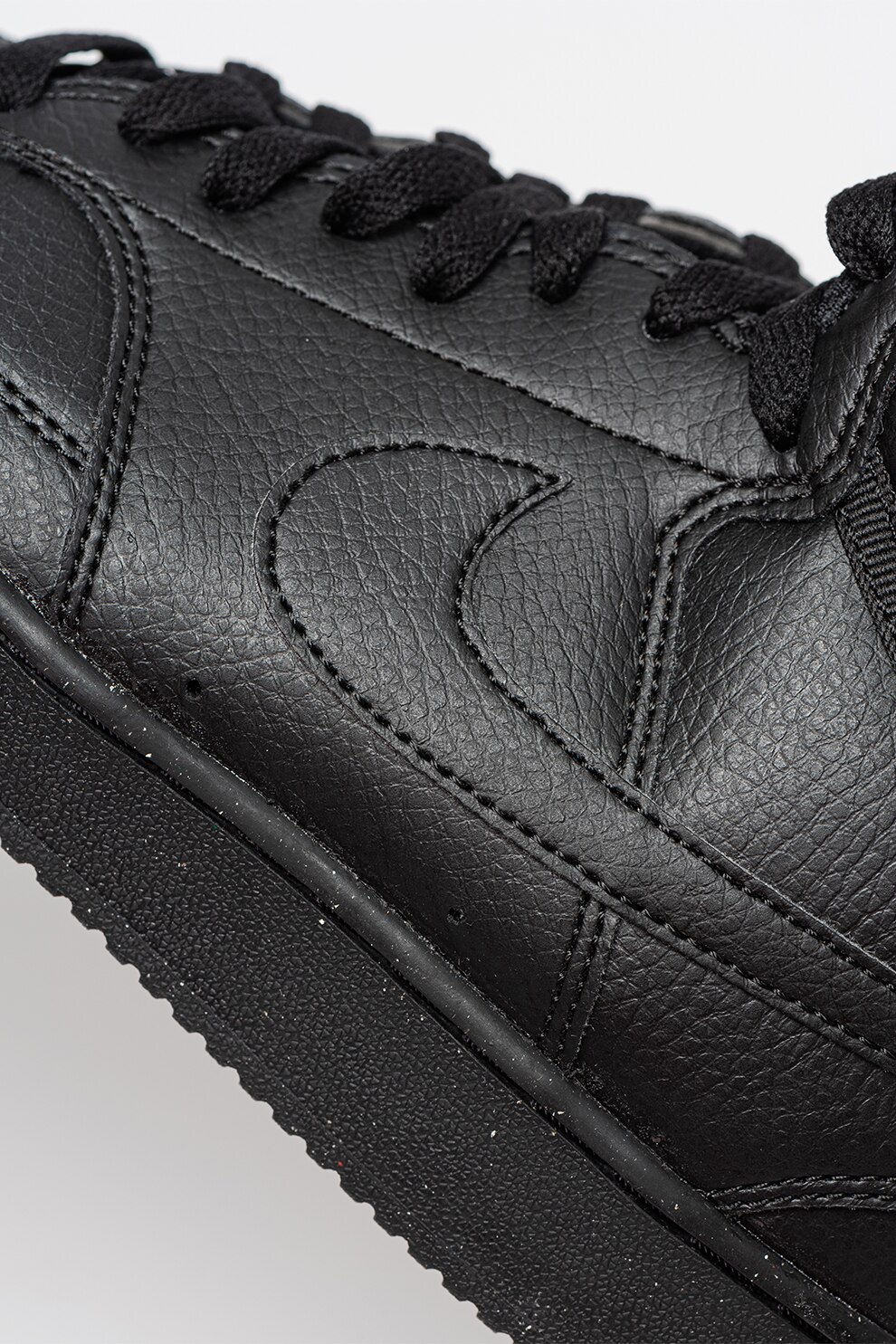 Nike, Pantofi sport mid-high cu insertii de piele Court Vision, Negru ...