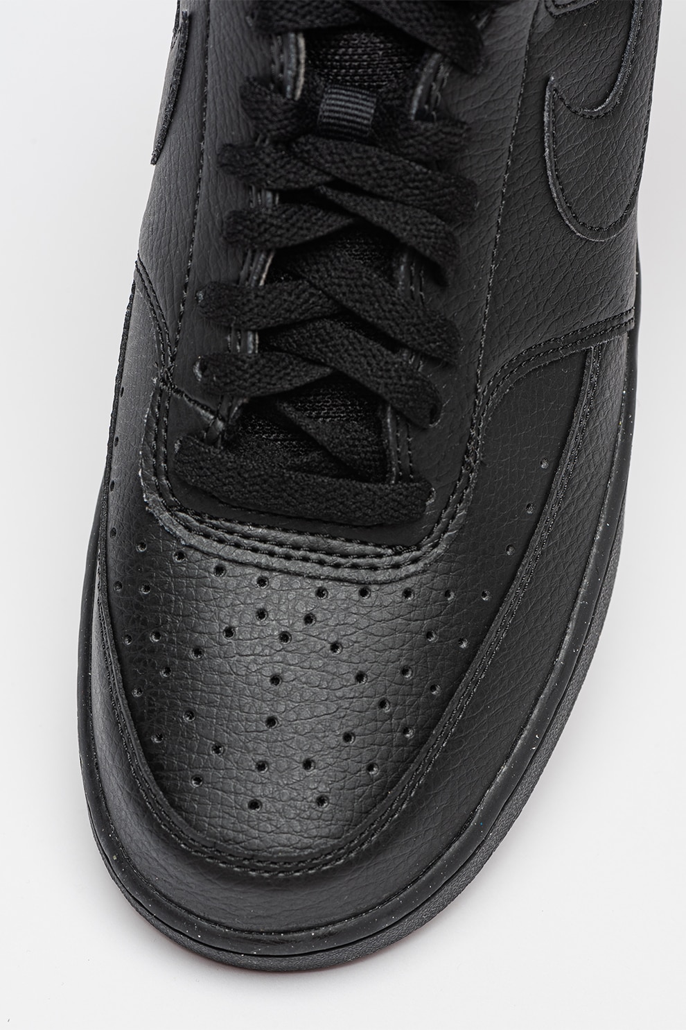 Nike, Pantofi sport mid-high cu insertii de piele Court Vision, Negru ...