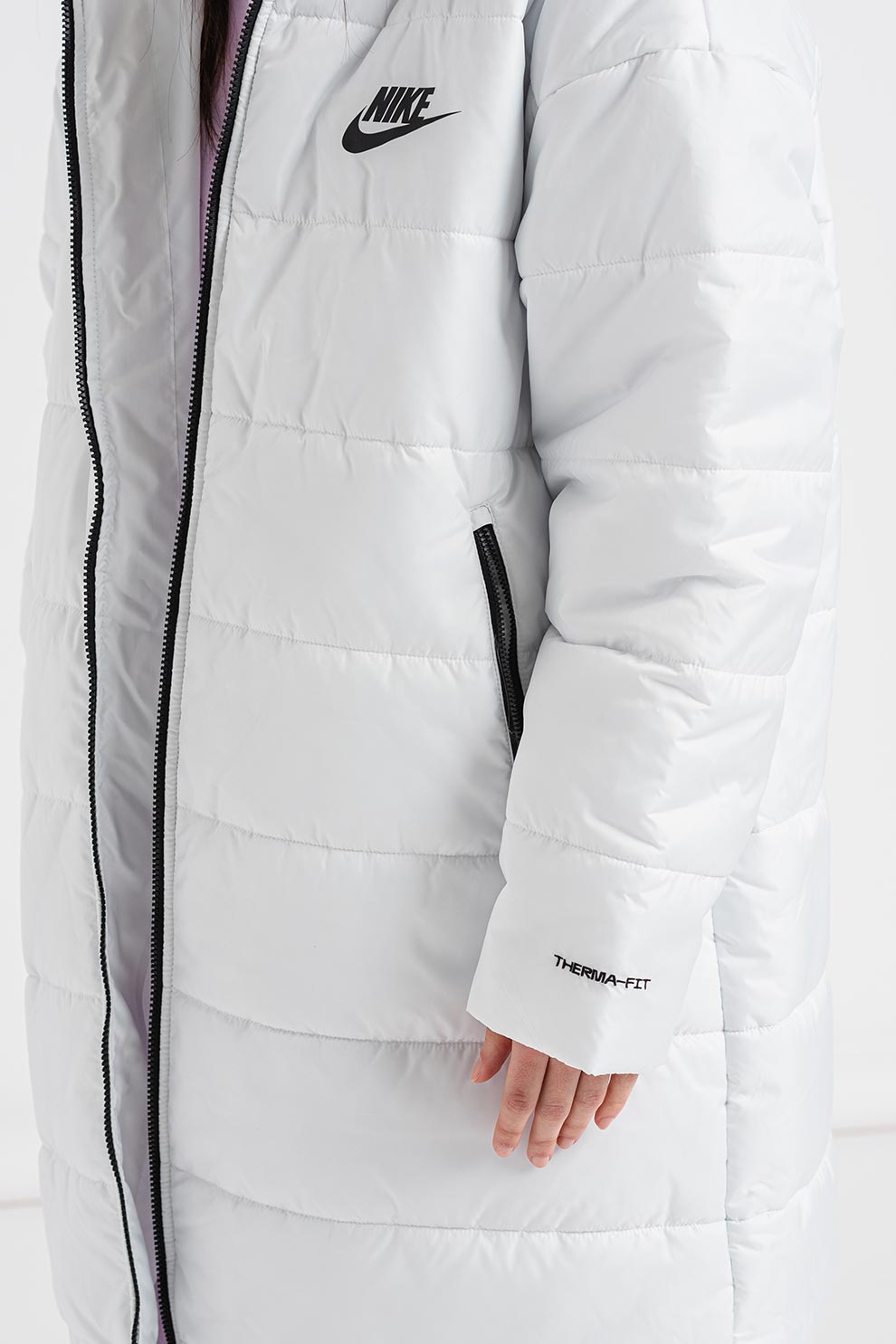 Nike, Geaca midi cu gluga Sportswear Therma-FIT, Alb, S - eMAG.ro