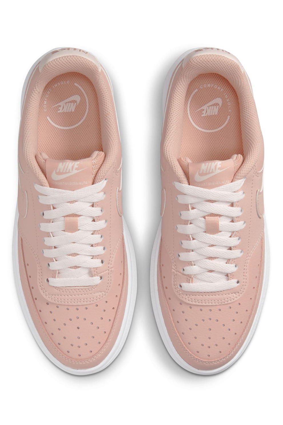 Nike, Pantofi sport de piele si piele ecologica Court Vision Alta, Roz ...