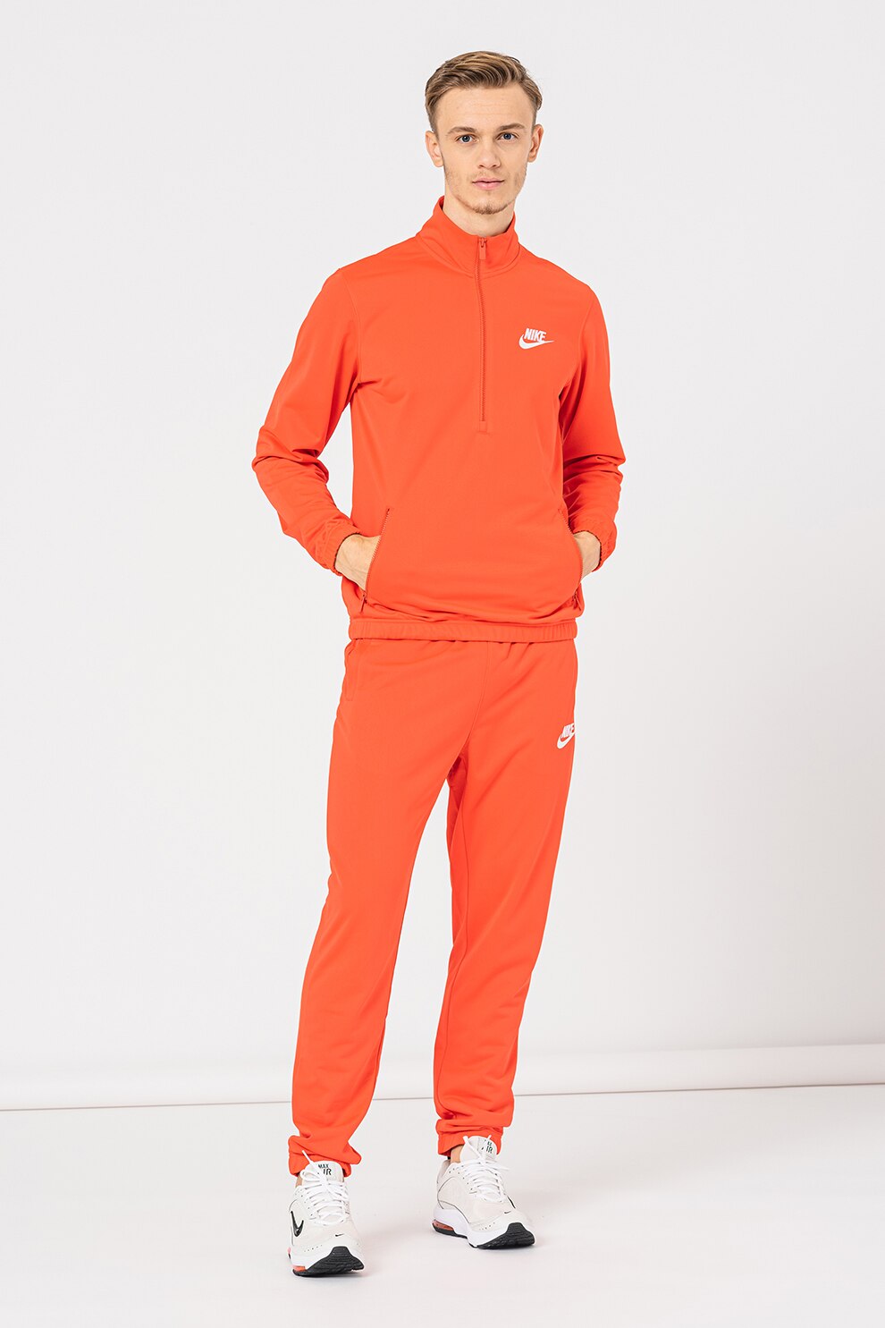 Nike, Trening cu fenta scurta cu fermoar Sportswear Essentials, Roz, L ...