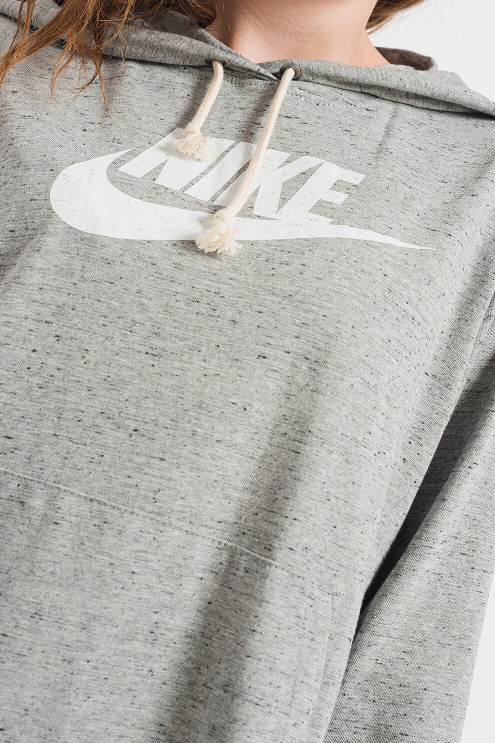 Nike, Hanorac lejer cu buzunar kangaroo Gym Vintage, Gri melange, XS ...