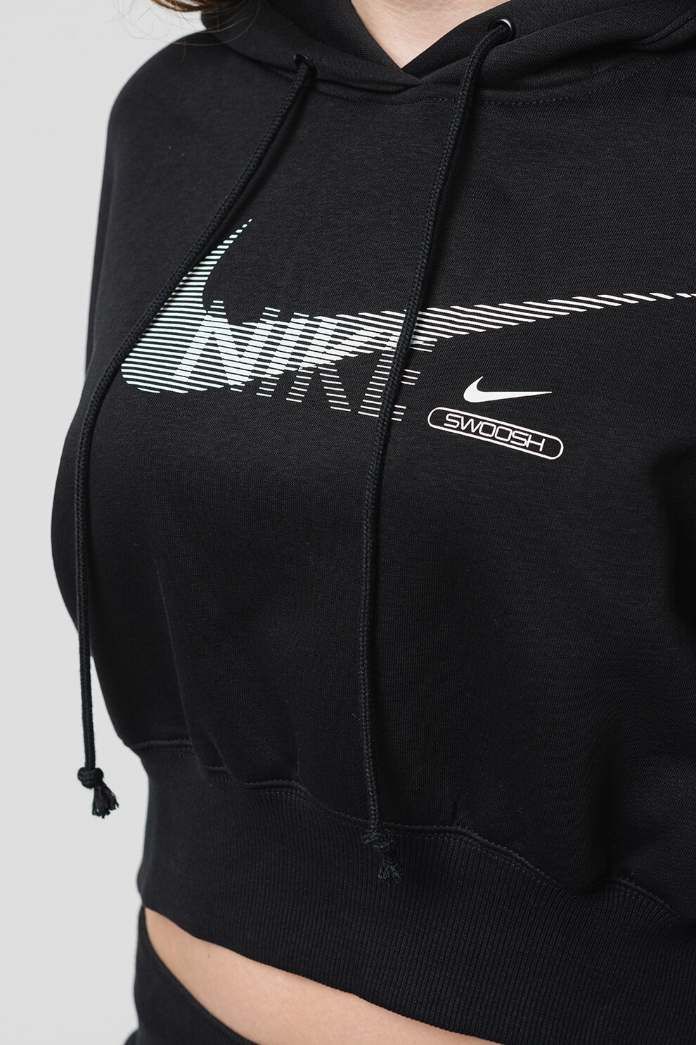 Nike, Късо худи Swoosh, Бял, Черен, S - eMAG.bg