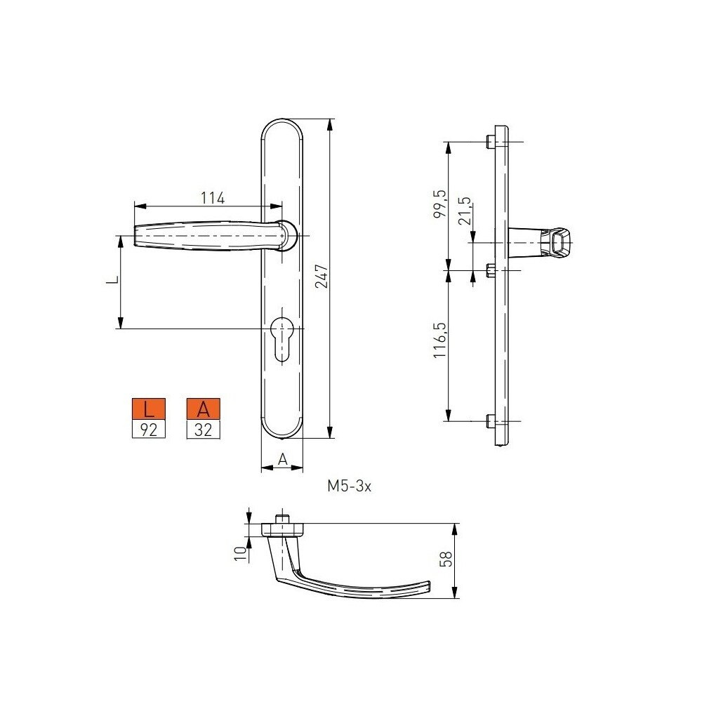Maner usa termopan, Victory, exterior, 92 x 32 mm, cu arc, material ...