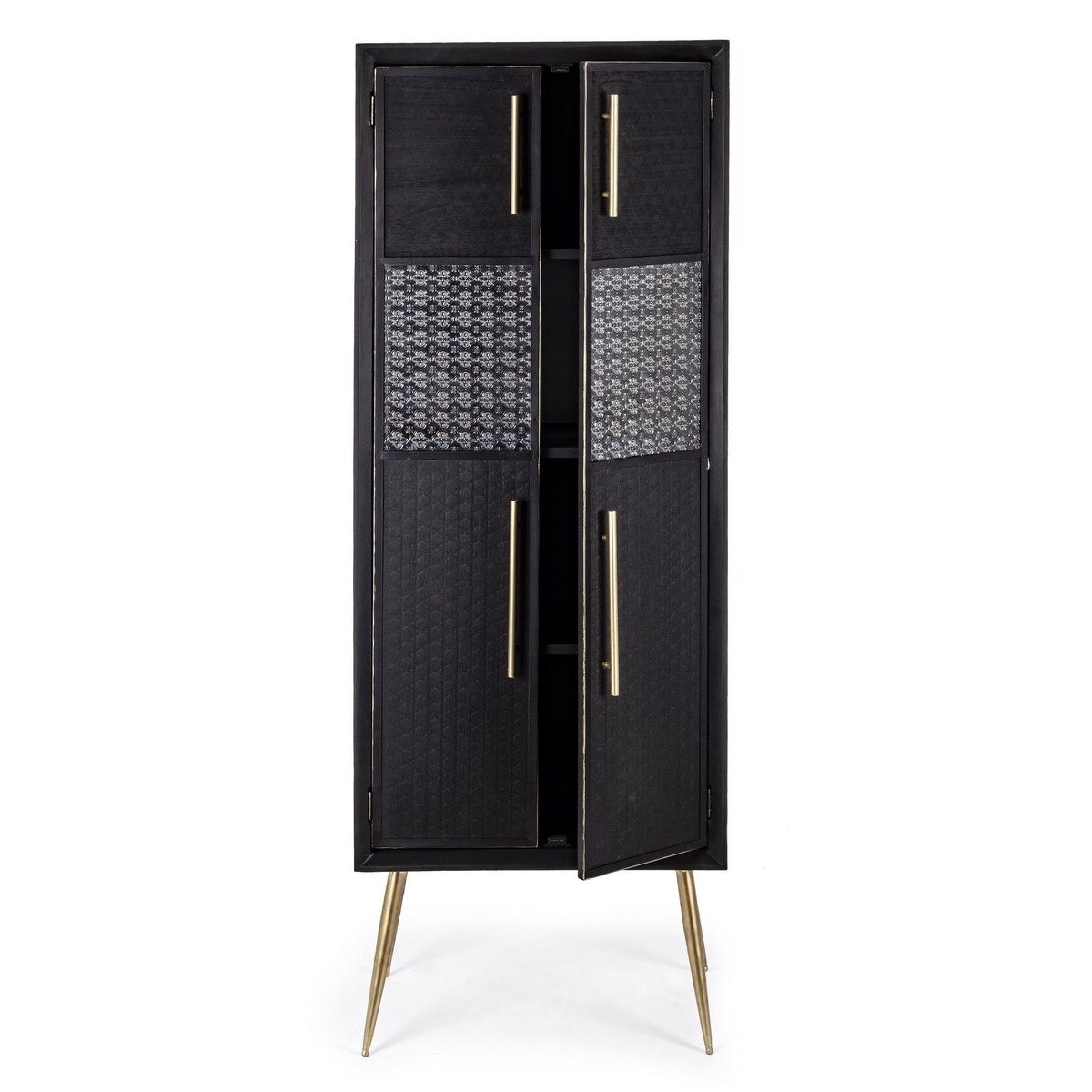 Dulap 2 usi din mdf negru cu patina aurie Ebony 60 cm x 38 cm x 171 h ...