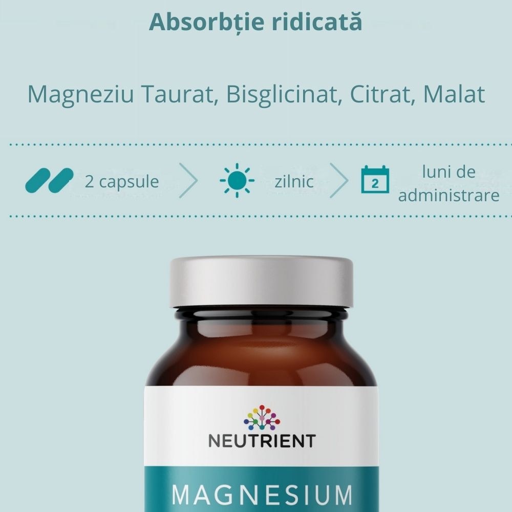 Magneziu - Formula cu 4 chelati, Neutrient, Premium, Bisglicinat ...