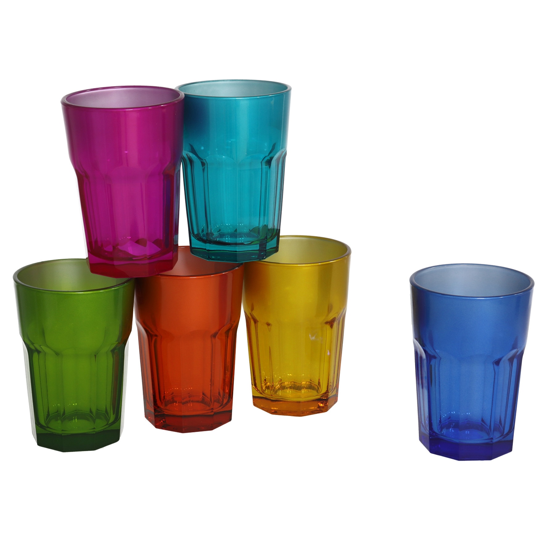 Set 6 pahare pentru apa, din sticla, multicolor, 380ml - eMAG.ro