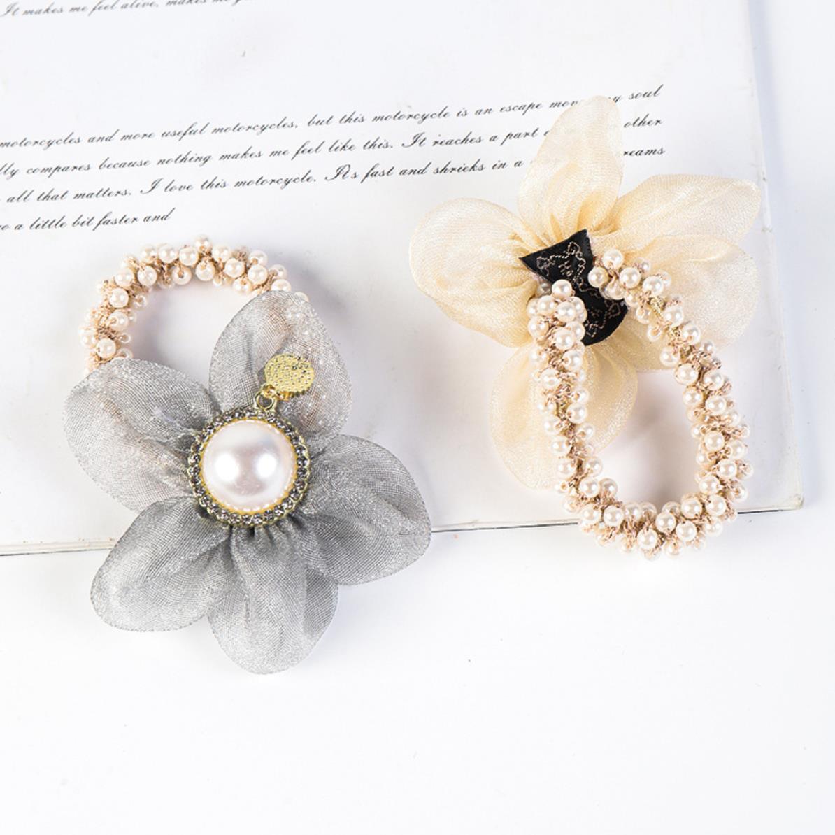 Set 2 elastice de par, FAC, Model floare, Nylon, Auriu/Argintiu - eMAG.ro