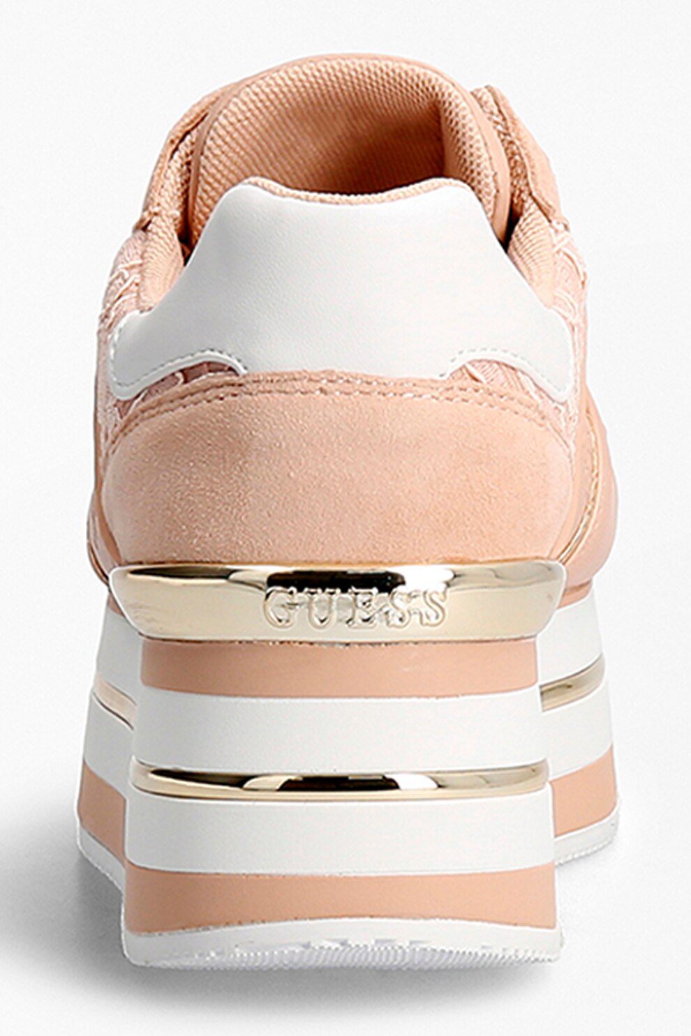 Guess, Pantofi sport cu talpa flatform si insertii cu model monograma ...