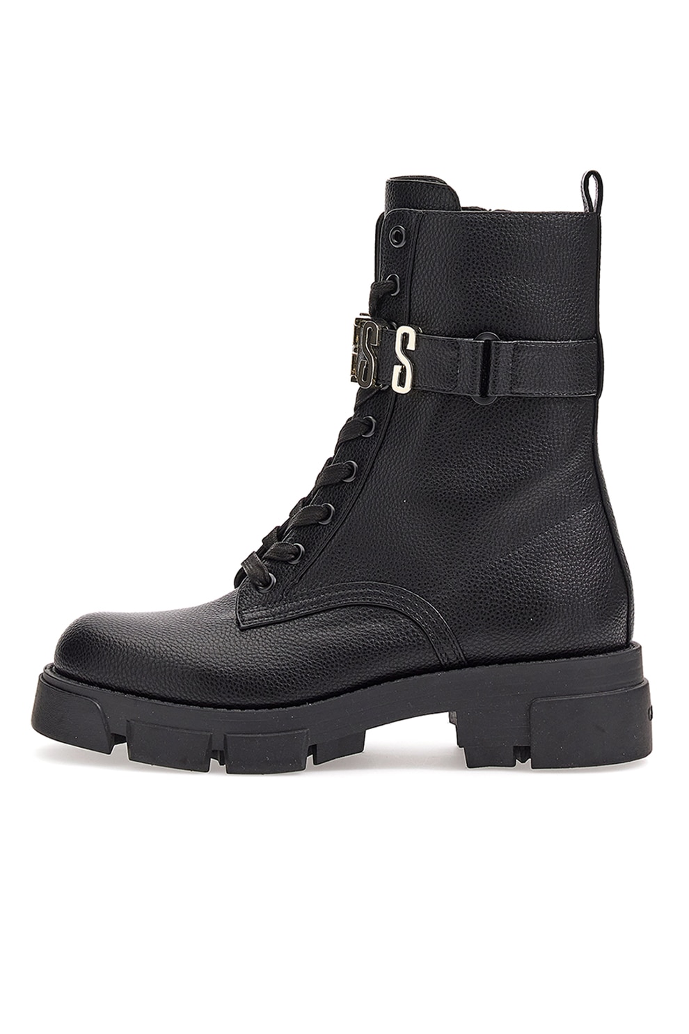 Guess, Ghete biker cu logo metalic, Negru, 37 - eMAG.ro