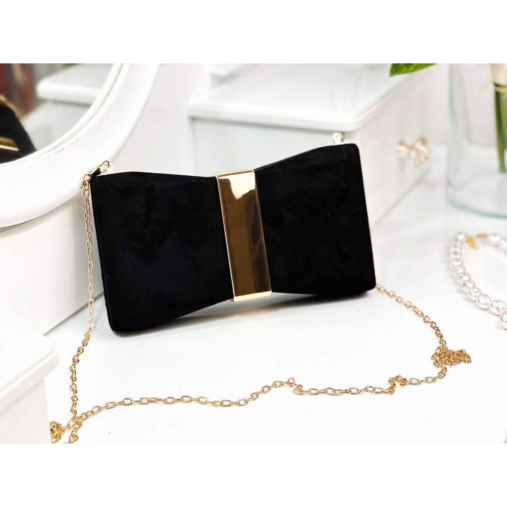 Poseta clutch fundita neagra cu auriu - eMAG.ro