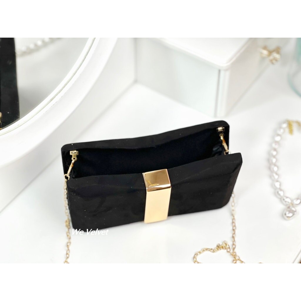 Poseta clutch fundita neagra cu auriu - eMAG.ro
