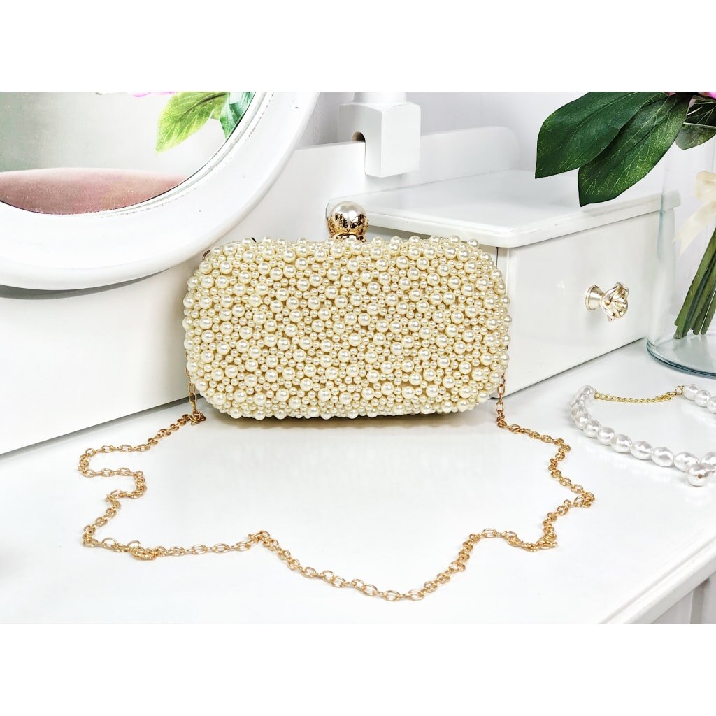 Poseta clutch aurie cu perlute - eMAG.ro
