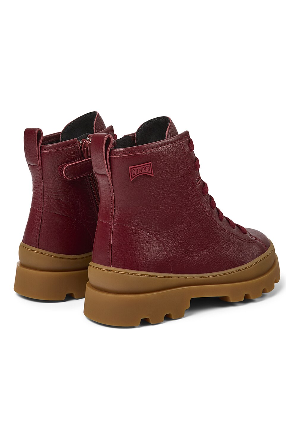 Camper, Ghete de piele cu aplicatie logo discreta, Rosu inchis, 30 EU ...