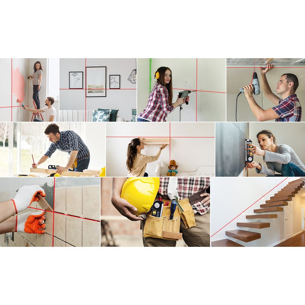 Nivela Laser cruce, orizontal si vertical, boloboc 3 bule, ruleta 2.5m ...