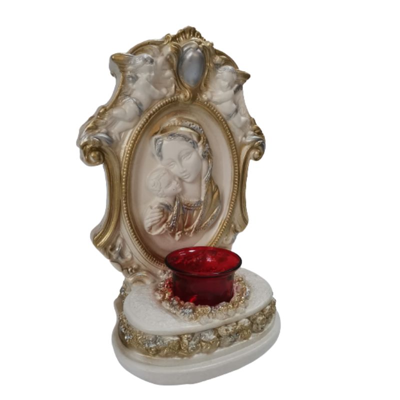 Candela din ipsos Feciara Maria cu Isus si 2 ingeri 25x17x12 cm - eMAG.ro