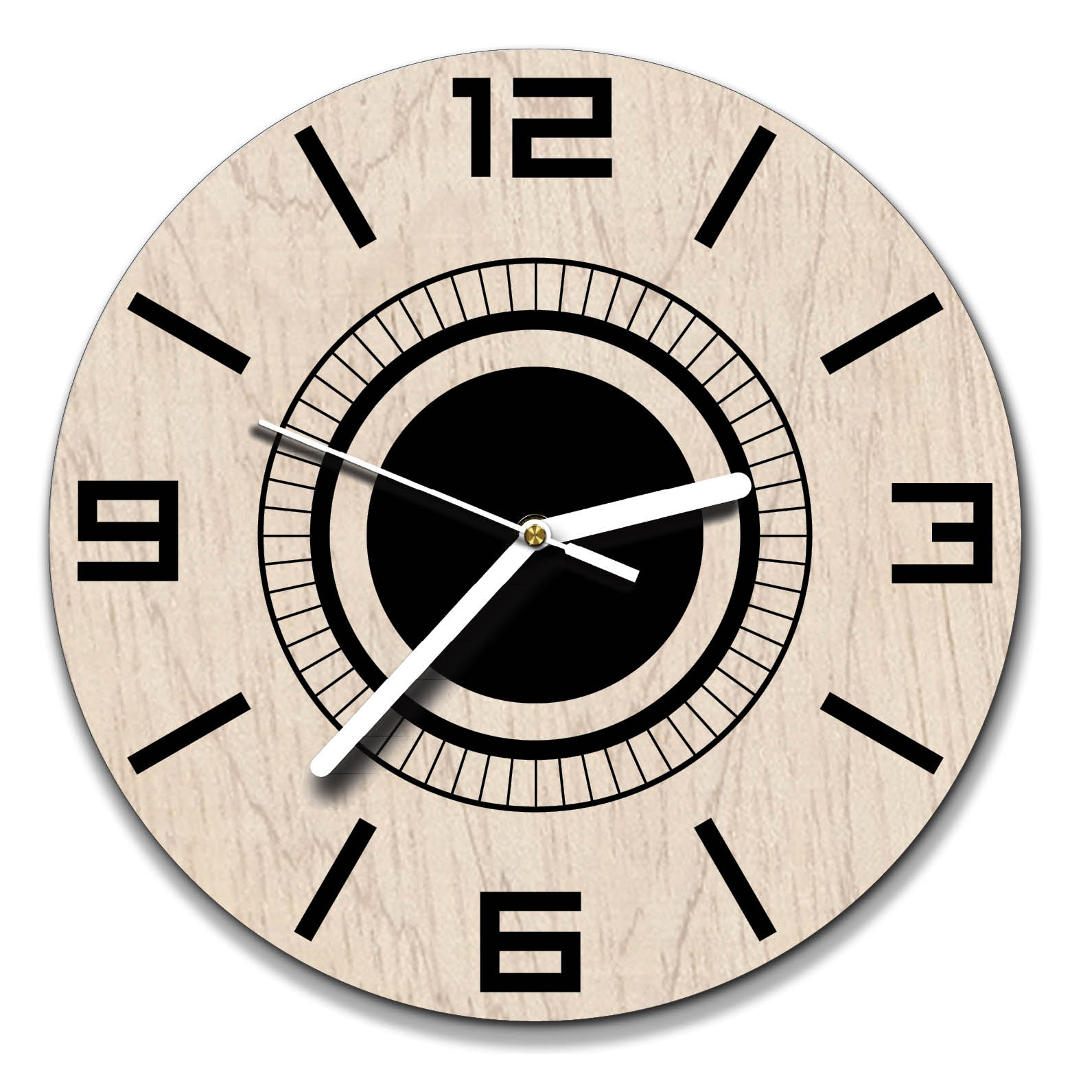 Ceas decorativ, Cosy Planet, Perete, Lemn, Cercuri, Maro, 30cm - eMAG.ro