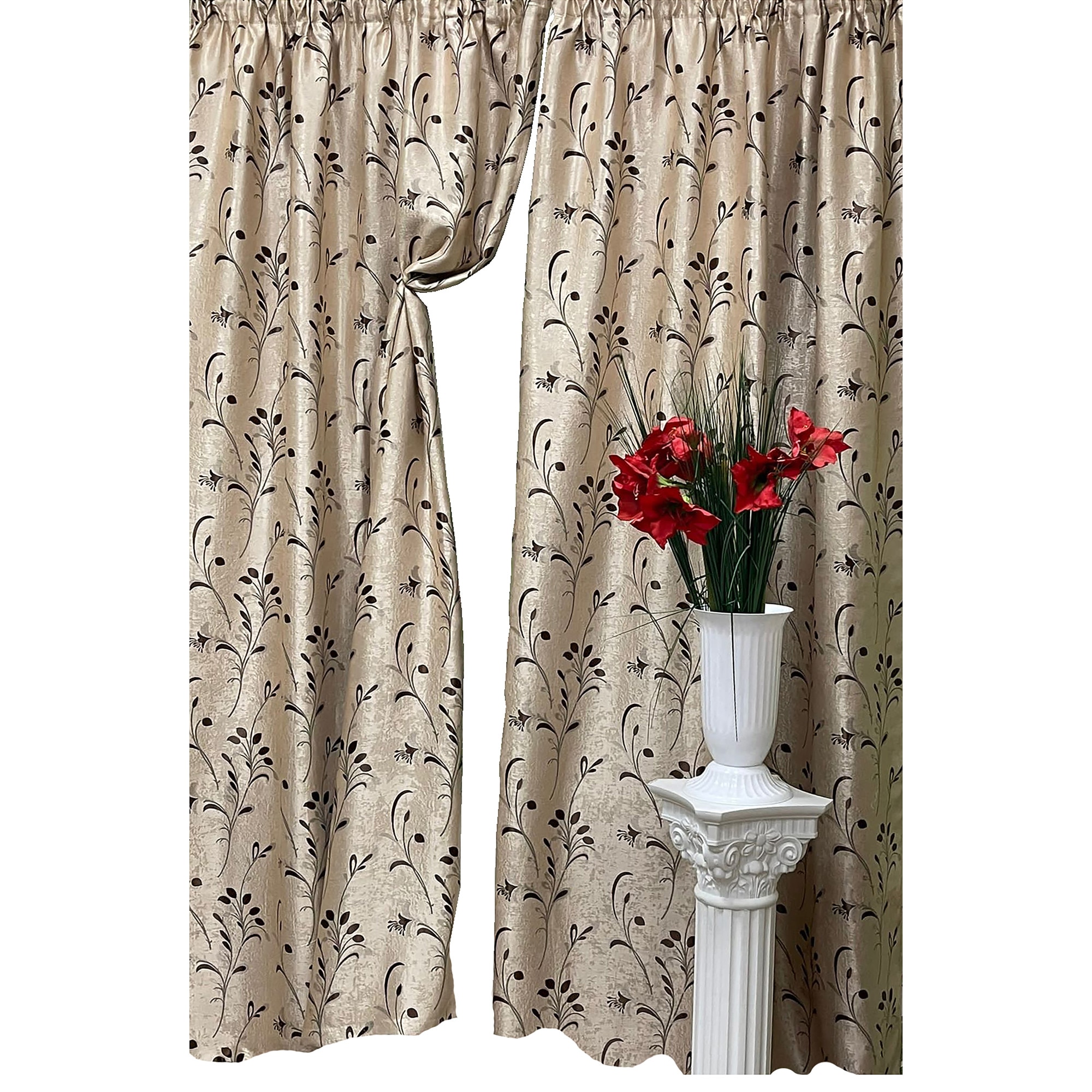 Set doua draperii black-out, 2x200x245cm, bej/negru, colectia "Olive ...