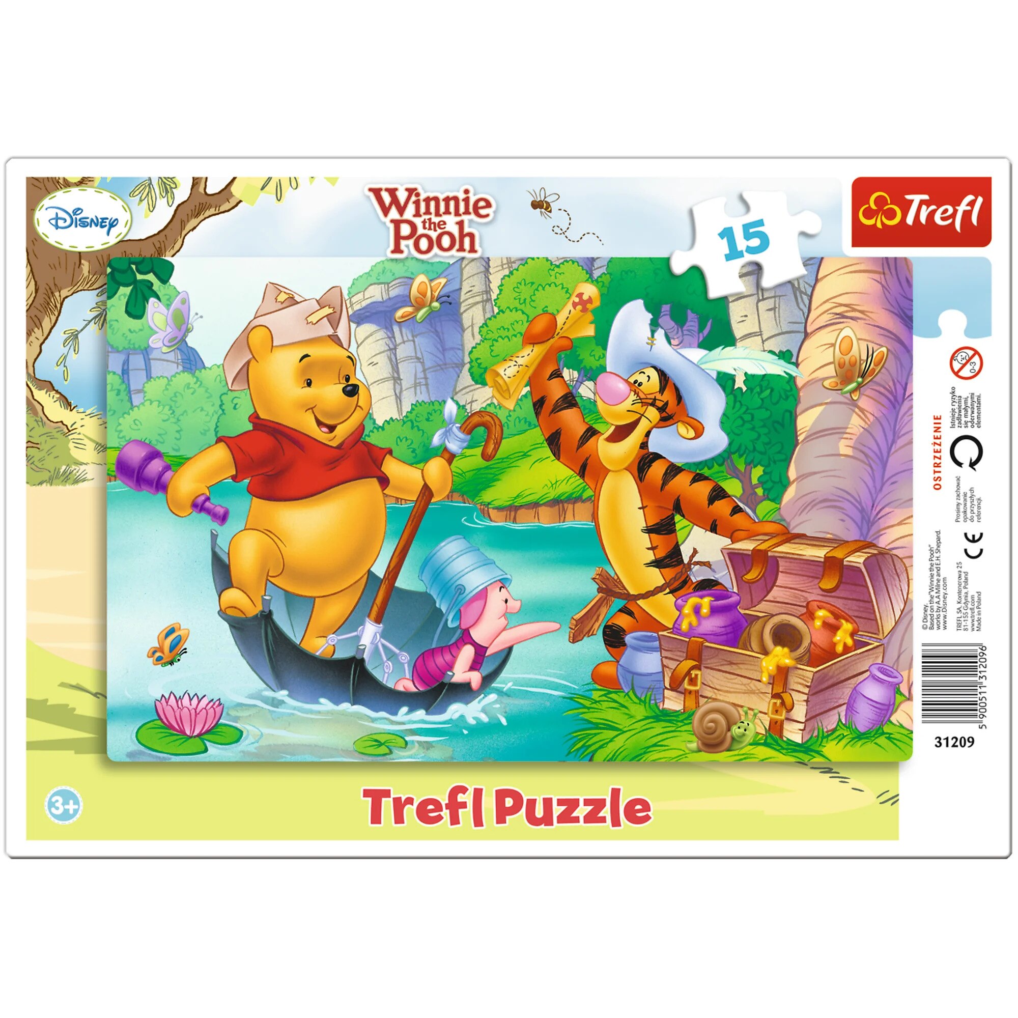 Puzzle cu rama 15 piese mari Winnie the Pooh, Trefl - eMAG.ro