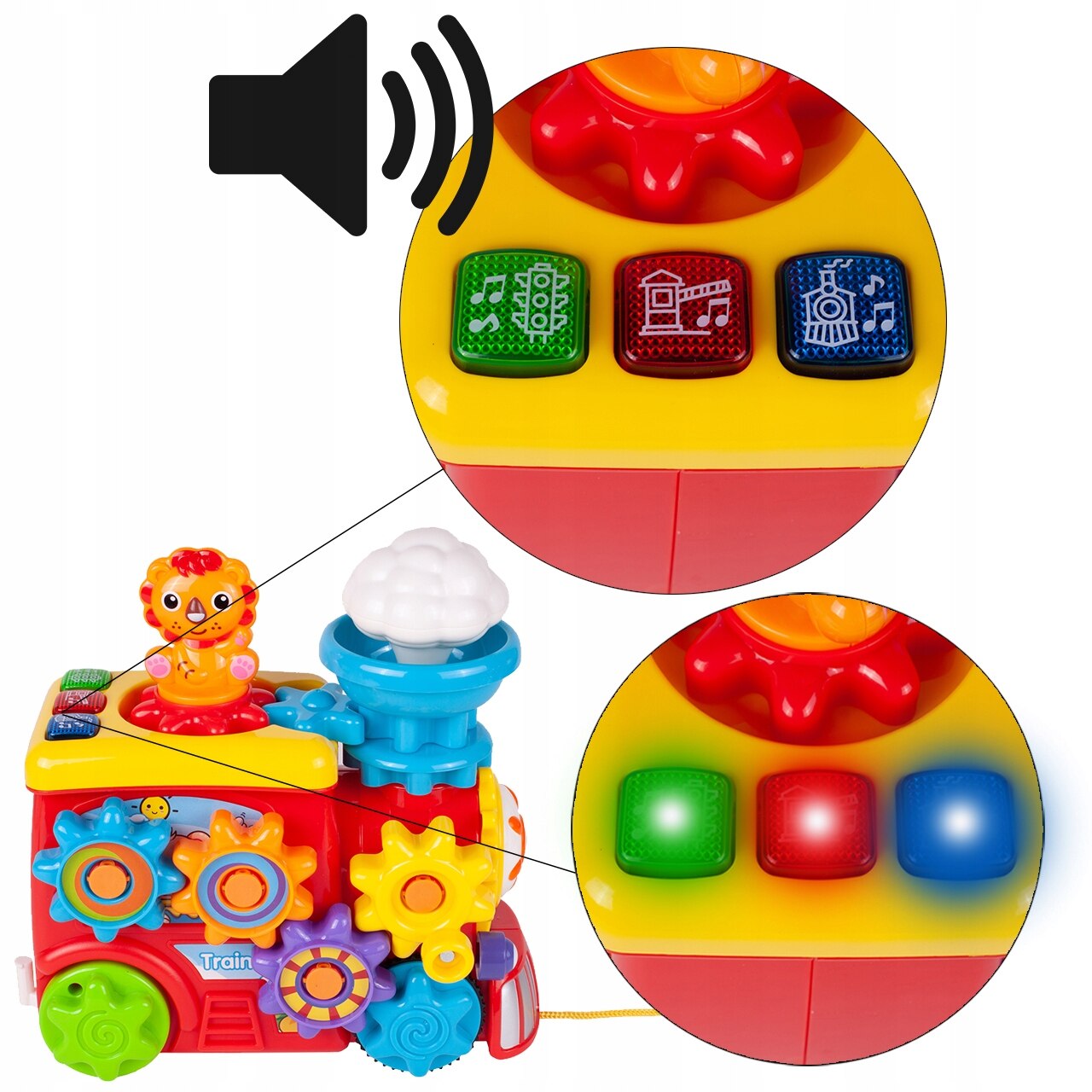 Интерактивна играчка Happy Max Locomotive, множество музикални звуци и ...