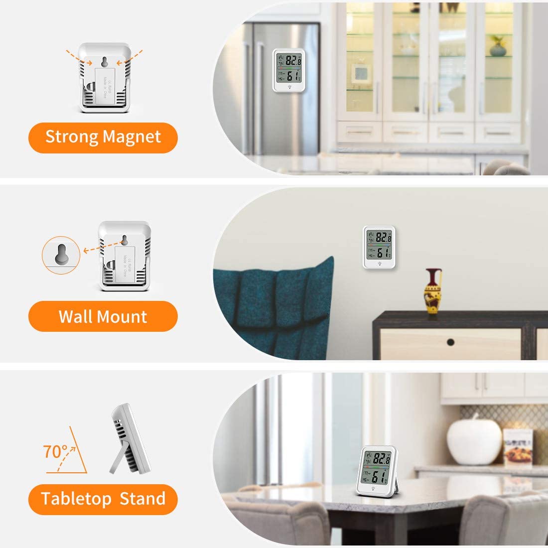 Termometru/higrometru de camera, ijoynewk®, Functie touch, Indicator ...