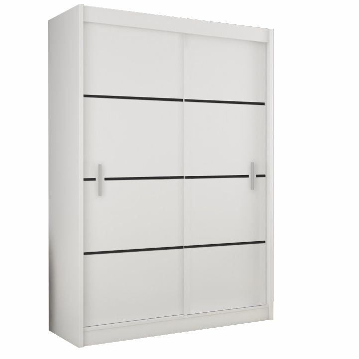 Dulap 2 usi glisante pal alb negru Merina 203x60x215 cm - eMAG.ro