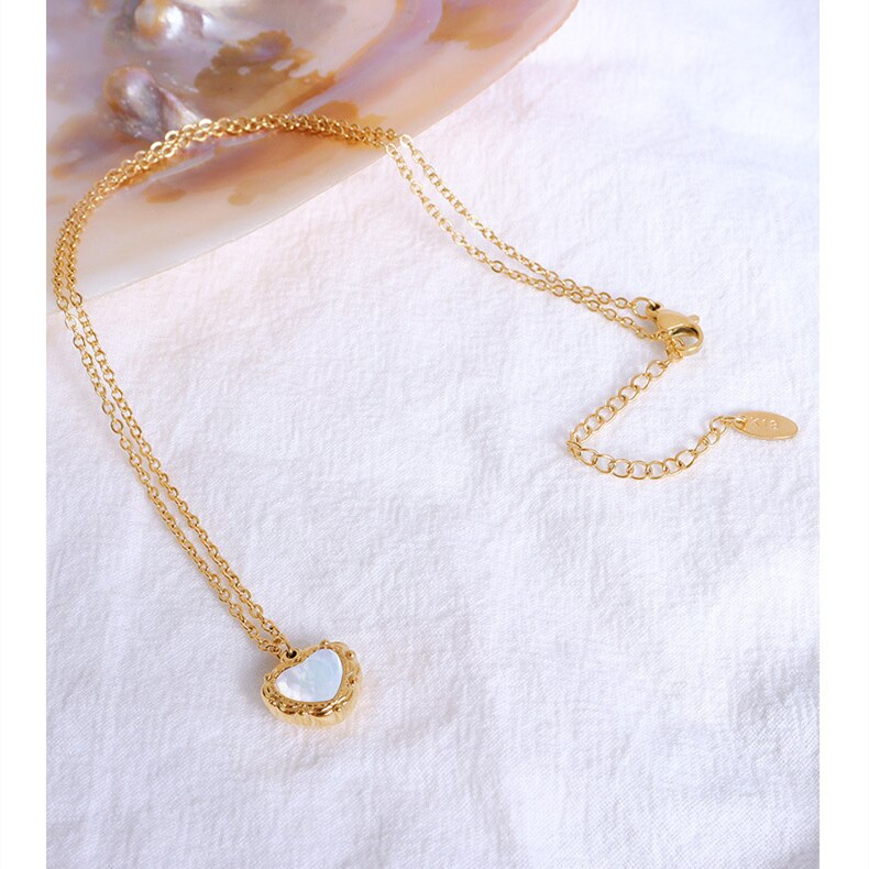 Colier dama, Alama/Perla, Model inima, Auriu - eMAG.ro