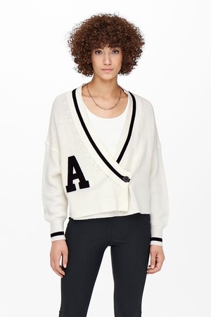 Only, Жилетка с копчета и шпиц, Мръснобял, Черен, XS - eMAG.bg